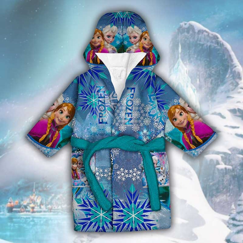 Детски халат за баня с джобове и качулка с анимация 10697